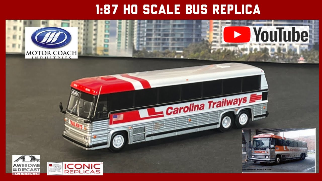 1:87 HO Scale Iconic Replicas Awesome Diecast Carolina Trailways MCI MC ...