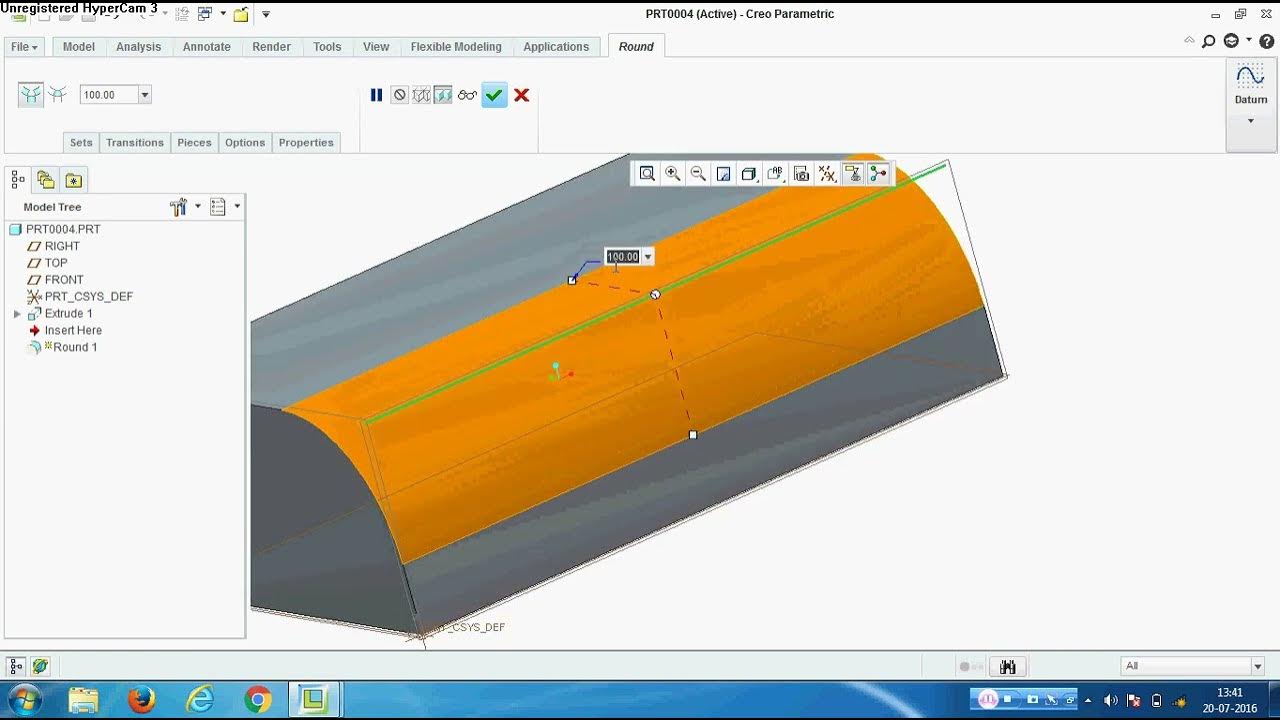 Tutorial on Fillet command in Creo Parametric (Pro-E) - YouTube