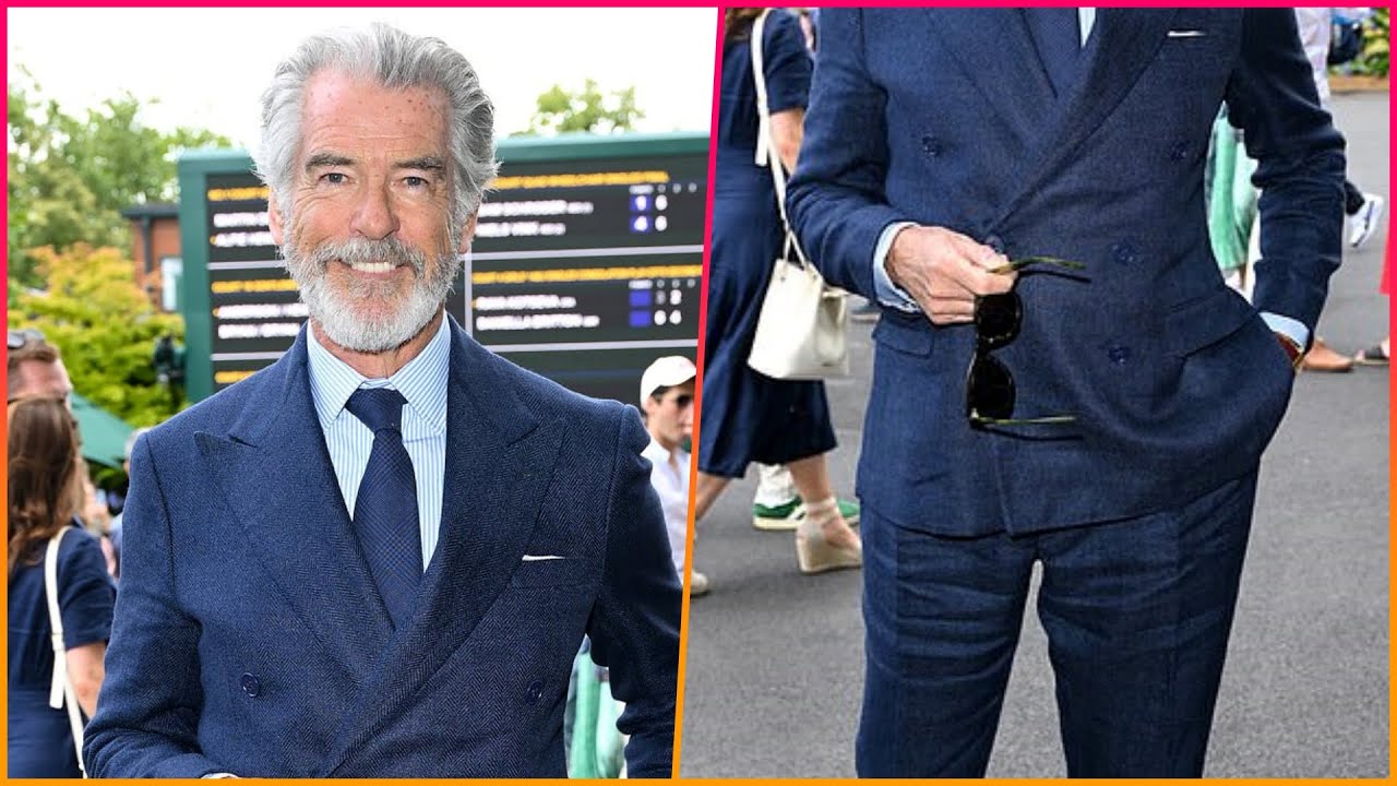 Pierce Brosnan looks dapper in a navy suit as he and Andrew Garfield ...