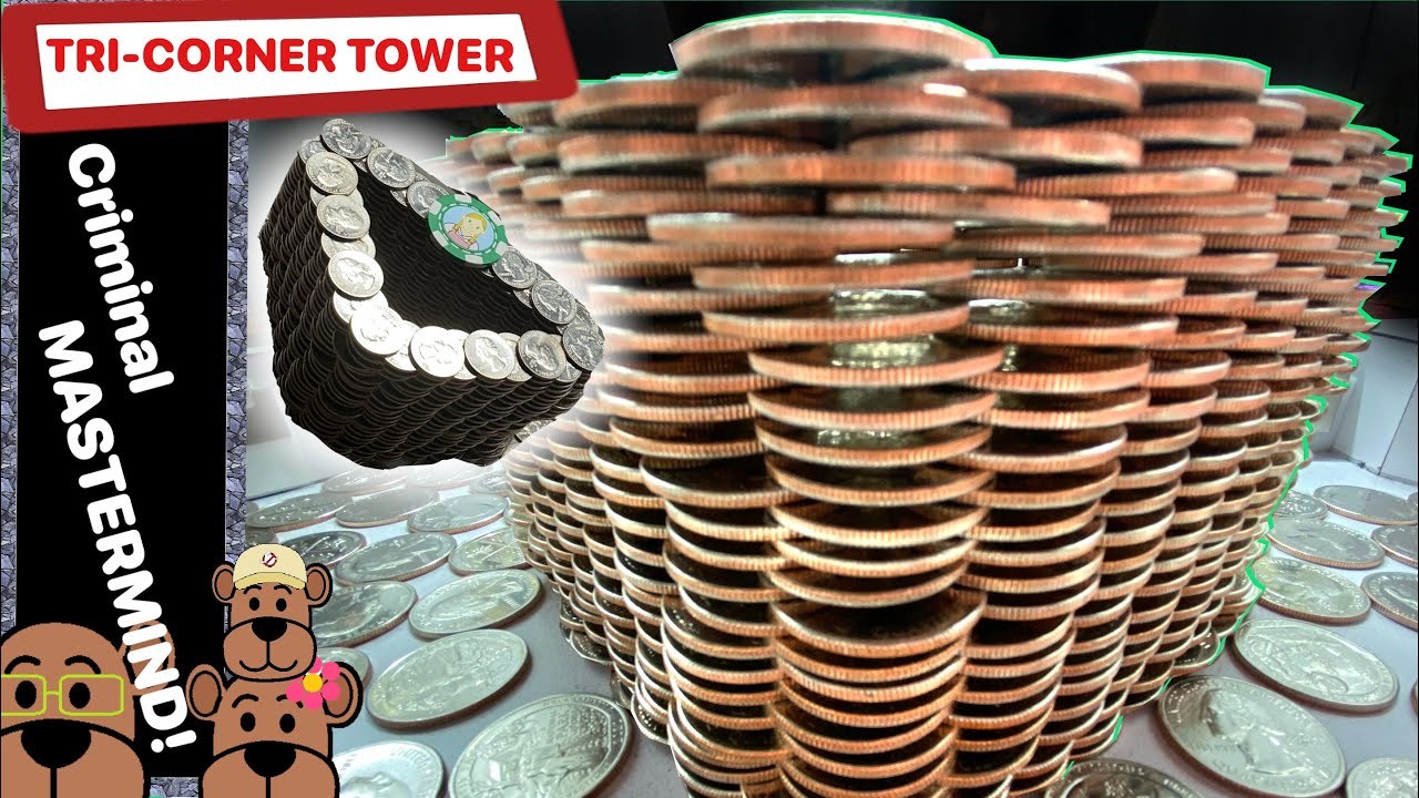 TRI-CORNER COIN TOWER! In a Coin Pusher! Criminal Mastermind! Quarters ...
