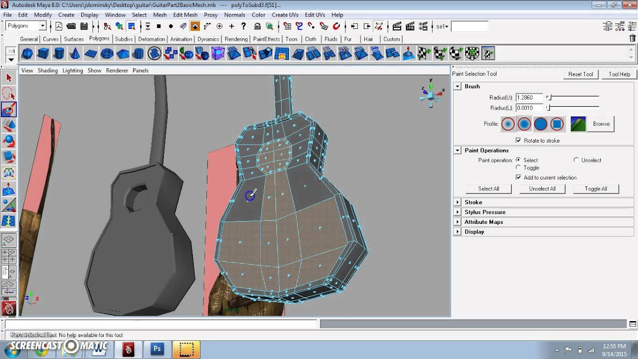 Guitar Modeling, texturing, and UV mapping in Maya - YouTube
