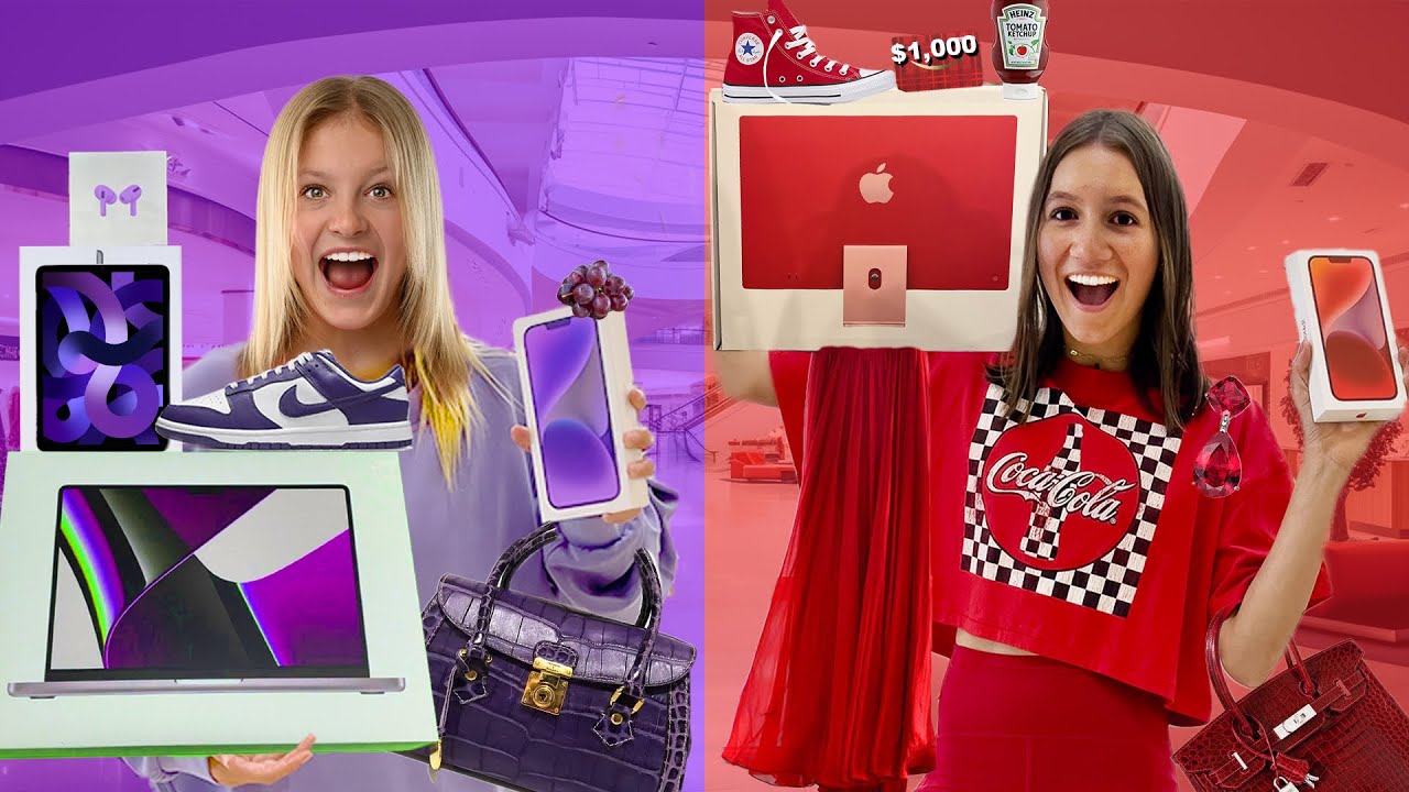 Buying EVERYTHING in ONE COLOR for 24 HOURS! - YouTube