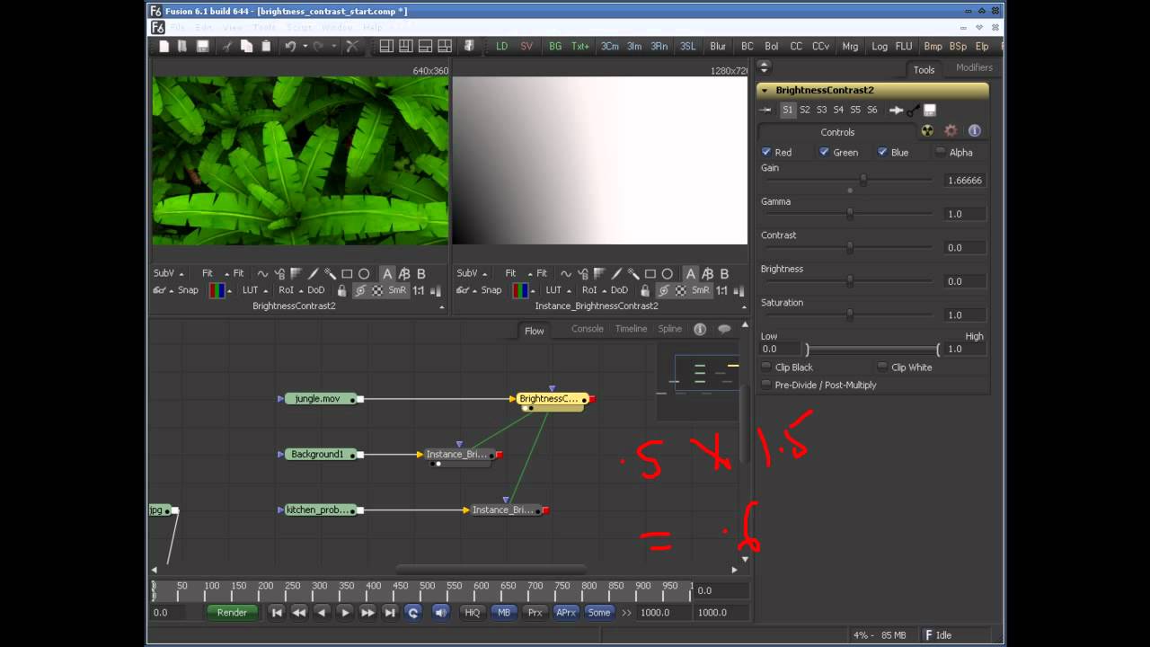 How to use Brightness Contrast tool in eyeon Fusion? - YouTube