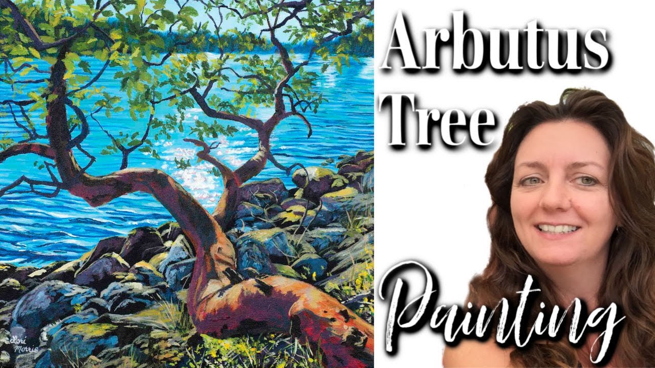 How to paint an Arbutus Tree Painting Tutorial in Acrylics - YouTube