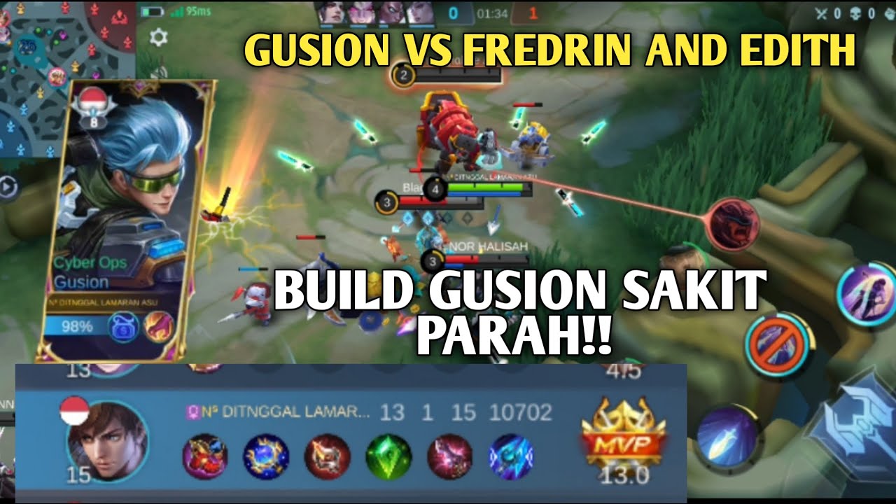 GUSION VS FREDRIN DAN EDIRH, Cara Combo Gusion Lawan Counter Gusion ...