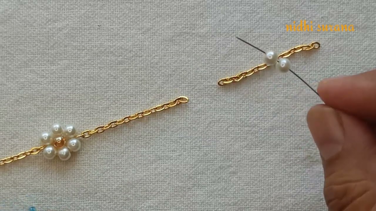 Most Elegant Pearl Chain Necklace/Beaded Jewellery making at home ...