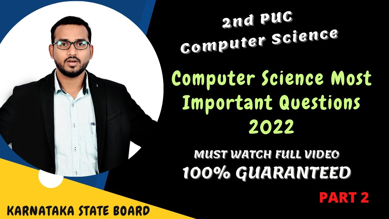 2nd PUC Computer Science Important Questions 2022 Karnataka | 100% Sure ...