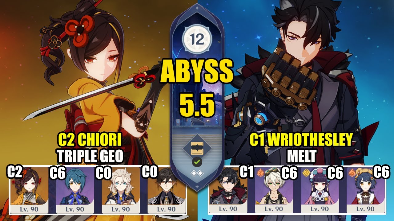 C2 Chiori Triple Geo & C1 Wriothesley Melt | Spiral Abyss 5.5 | Genshin ...