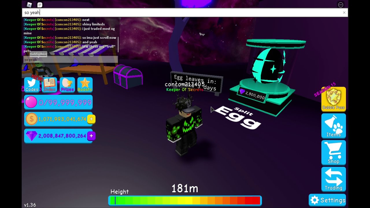 Updated Inventory Showcase In bubble Gum Simulator:O - YouTube