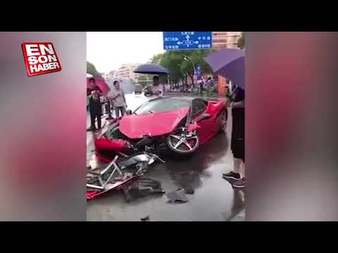 Ferrari'sini ilk sürüşte parçalayan Çinli sürücü