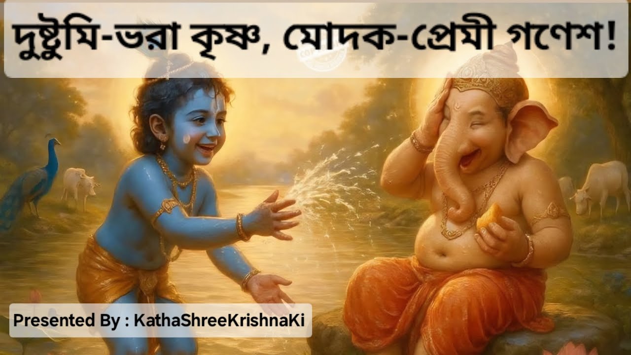 দুষ্টুমি-ভরা কৃষ্ণ, মোদক-প্রেমী গণেশ!||“Mischievous Krishna, Modak ...