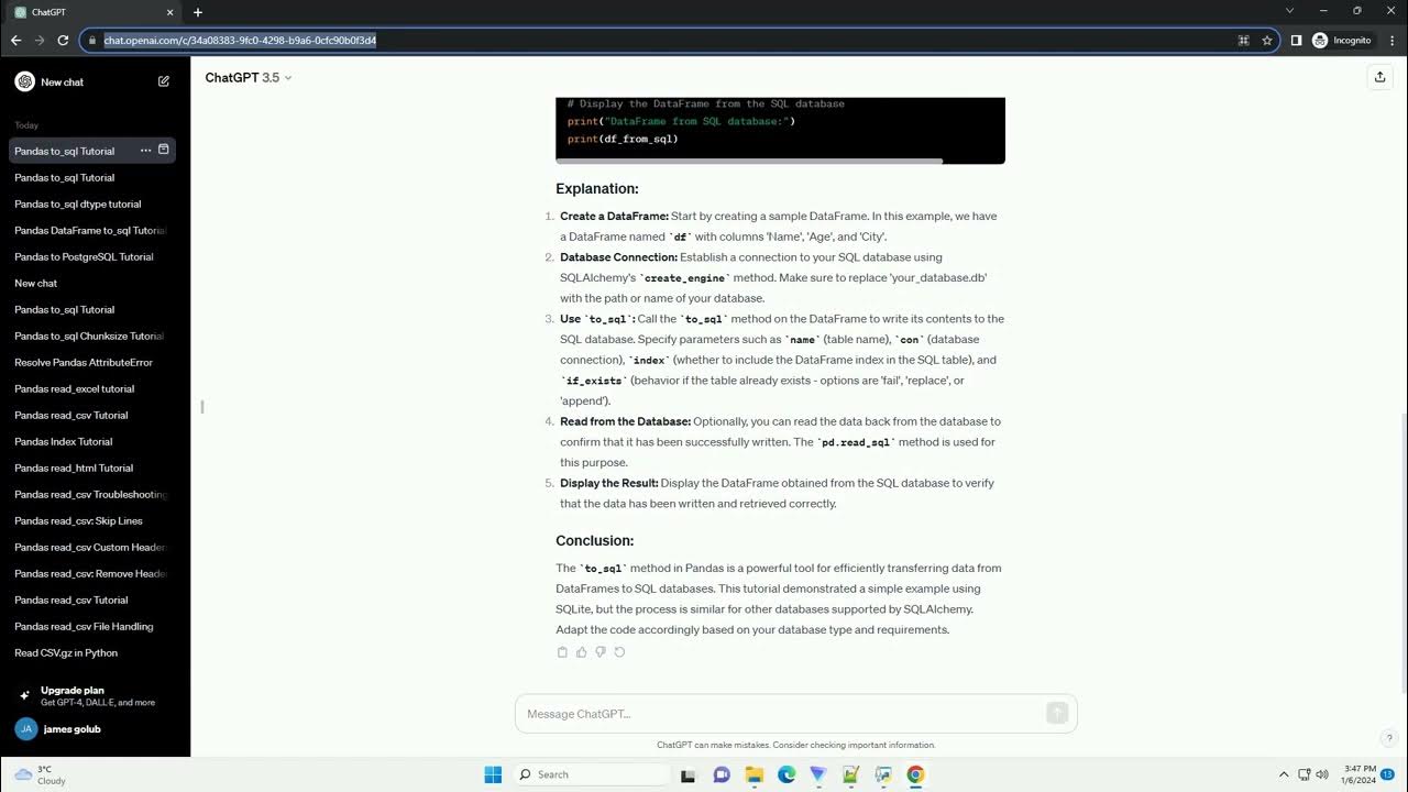 pandas io sql to sql example - YouTube