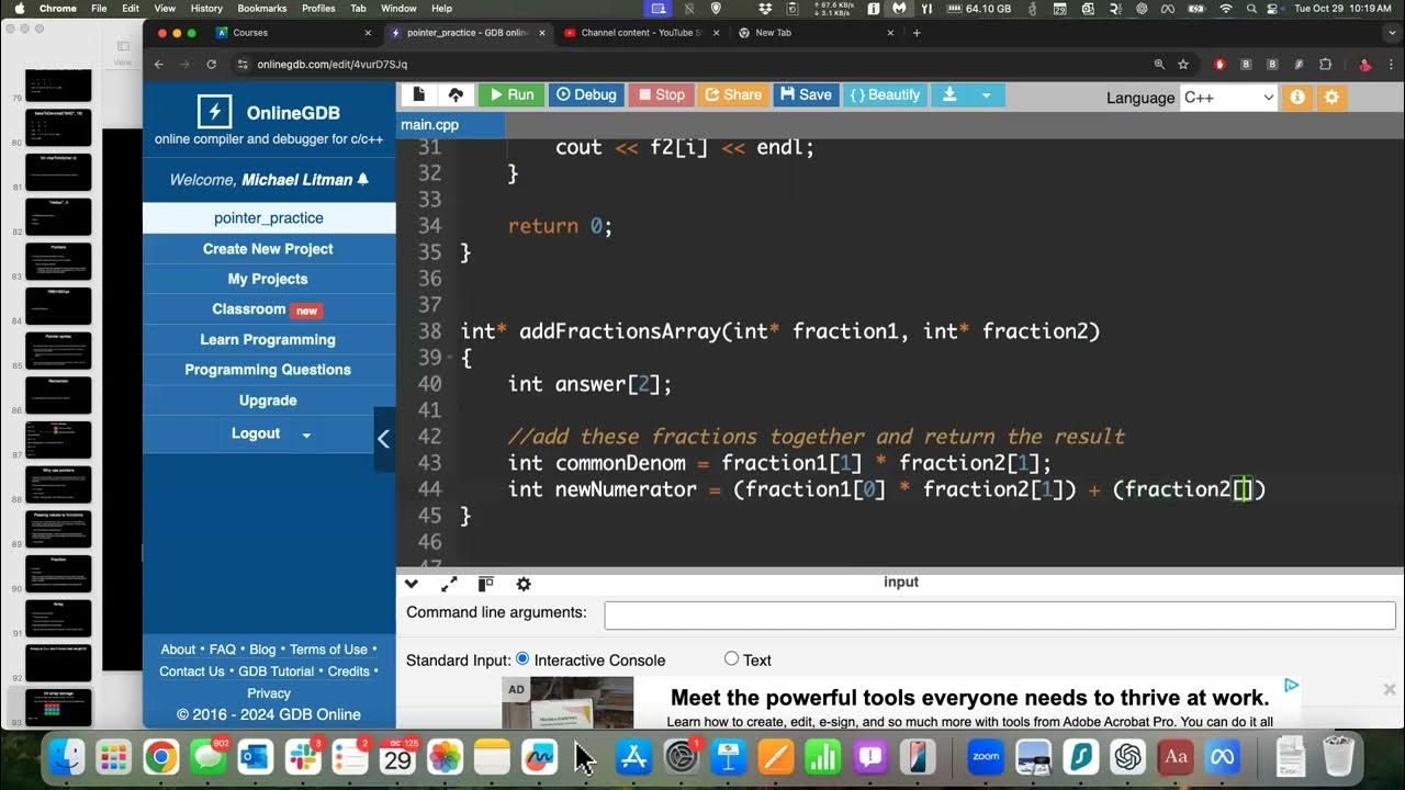 Csc2000 102924 C Array Shorthand Problem More Pointers And Structs Youtube