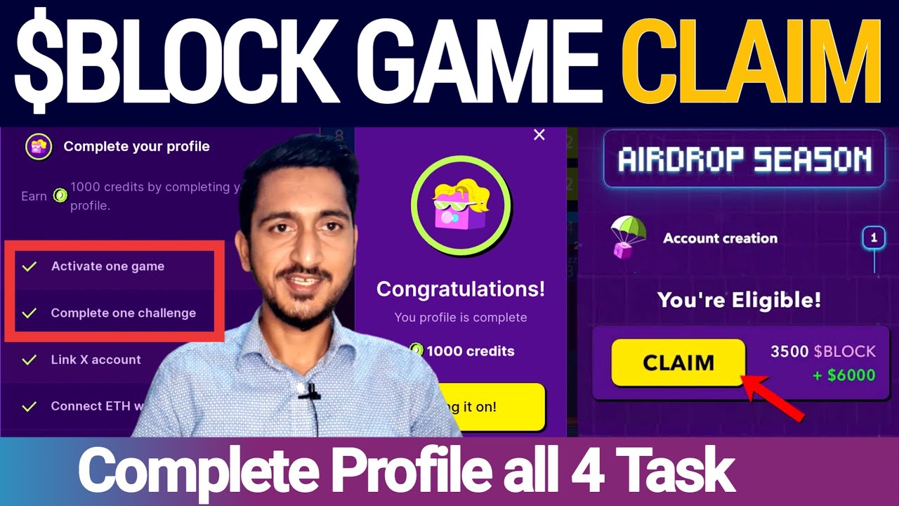 $BlOCK Game Airdrop Claim | How to Complete Block Game Profile all 4 ...