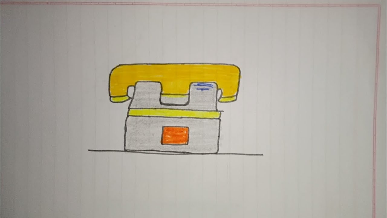 old telephone drawing easy colouring painting beautiful phone very easy ...