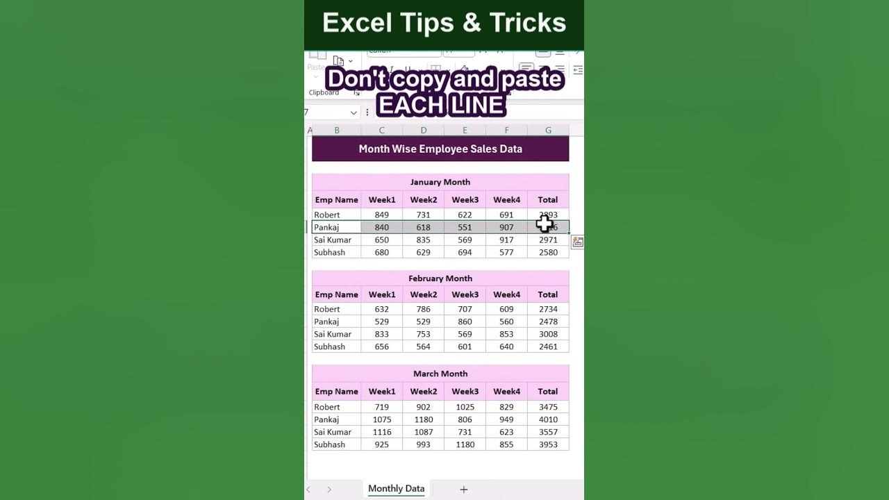 Don't Copy and Paste in Excel‼️Instead Use Amazing Trick #exceltips #exceltricks #excel #shorts ...