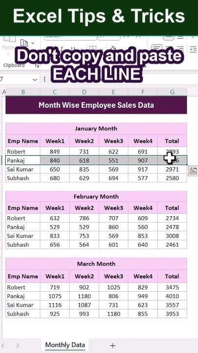 Don't Copy and Paste in Excel‼️Instead Use Amazing Trick #exceltips #exceltricks #excel #shorts ...