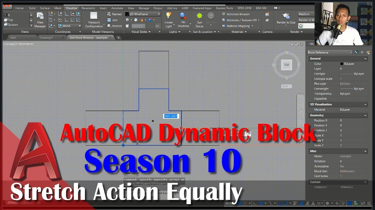 Season 10 Stretch Action Equally Autocad Dynamic Block Series Tutorial