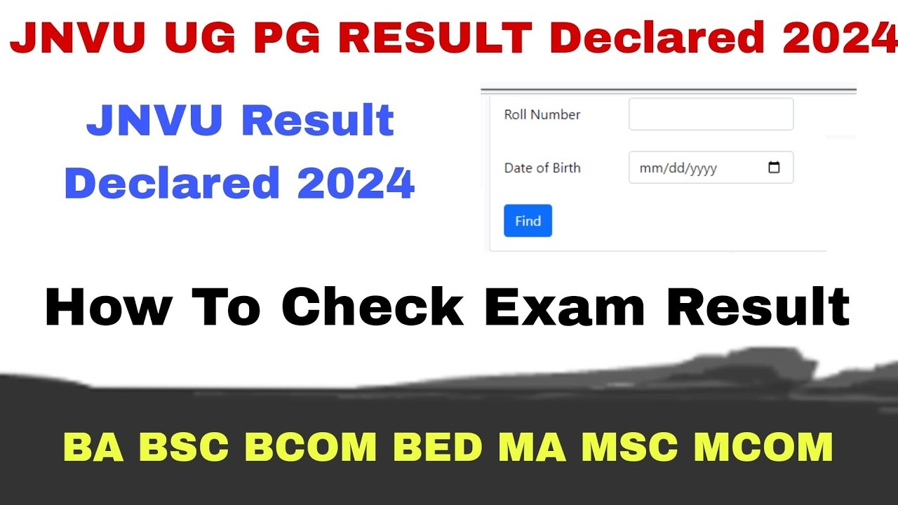JNVU exam result declared 2024 | jnvu MA result declared 2024| jnvu BA ...