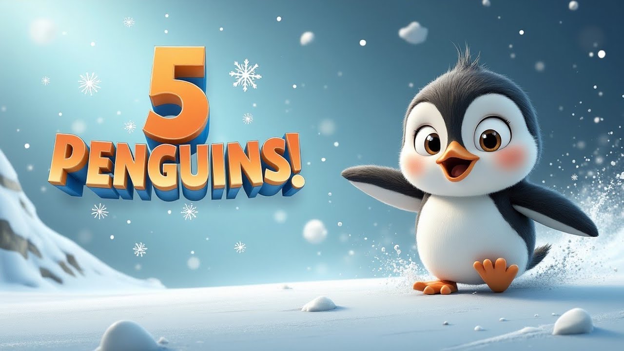 5 Little Penguins 🐧 | Cute Penguin Song for Kids | Nursery Rhymes ...