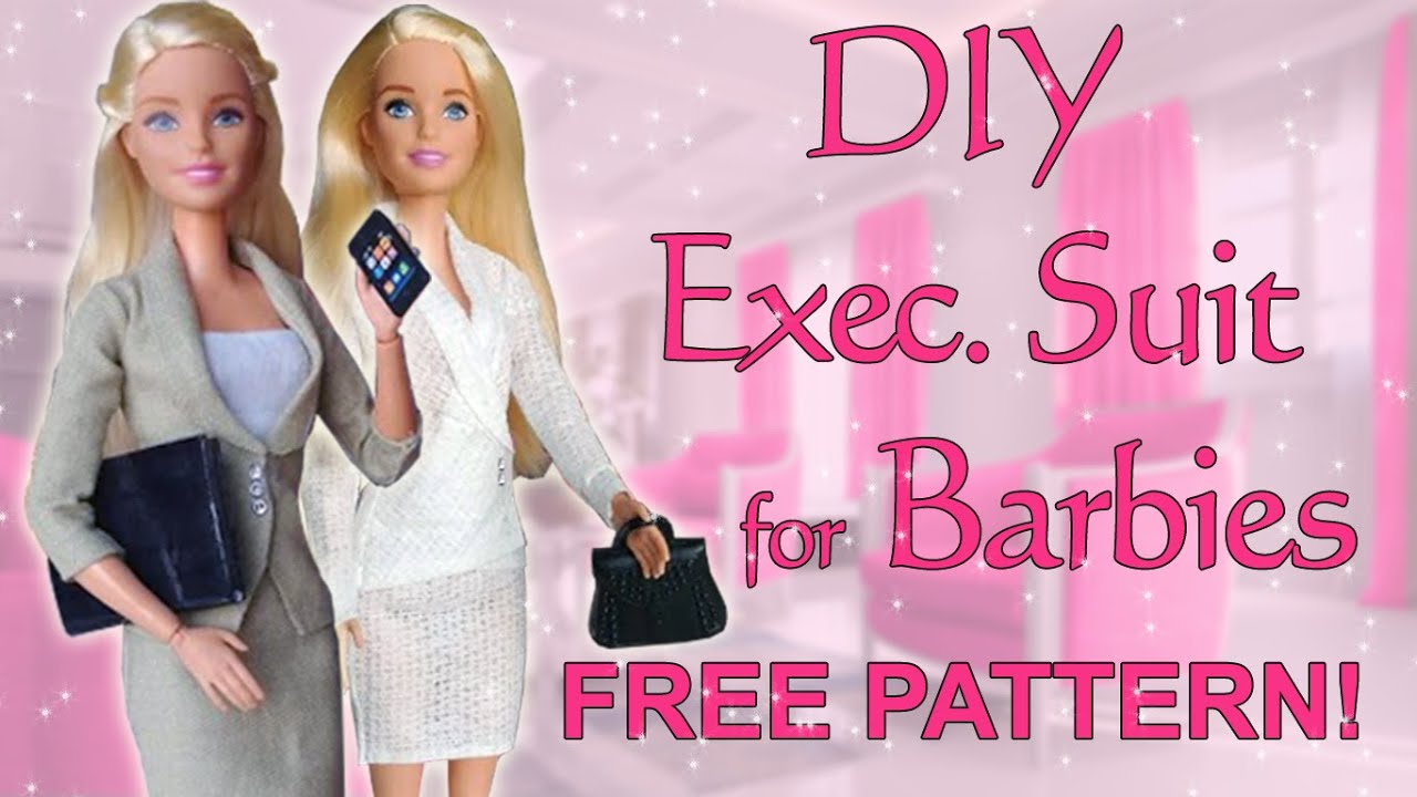 Easy Barbie executive suit with FREE PATTERN, No sew - YouTube