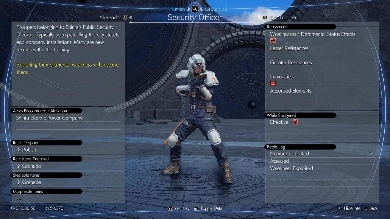 FINAL FANTASY VII REBIRTH enemy number 1 security officer enemy intel ...