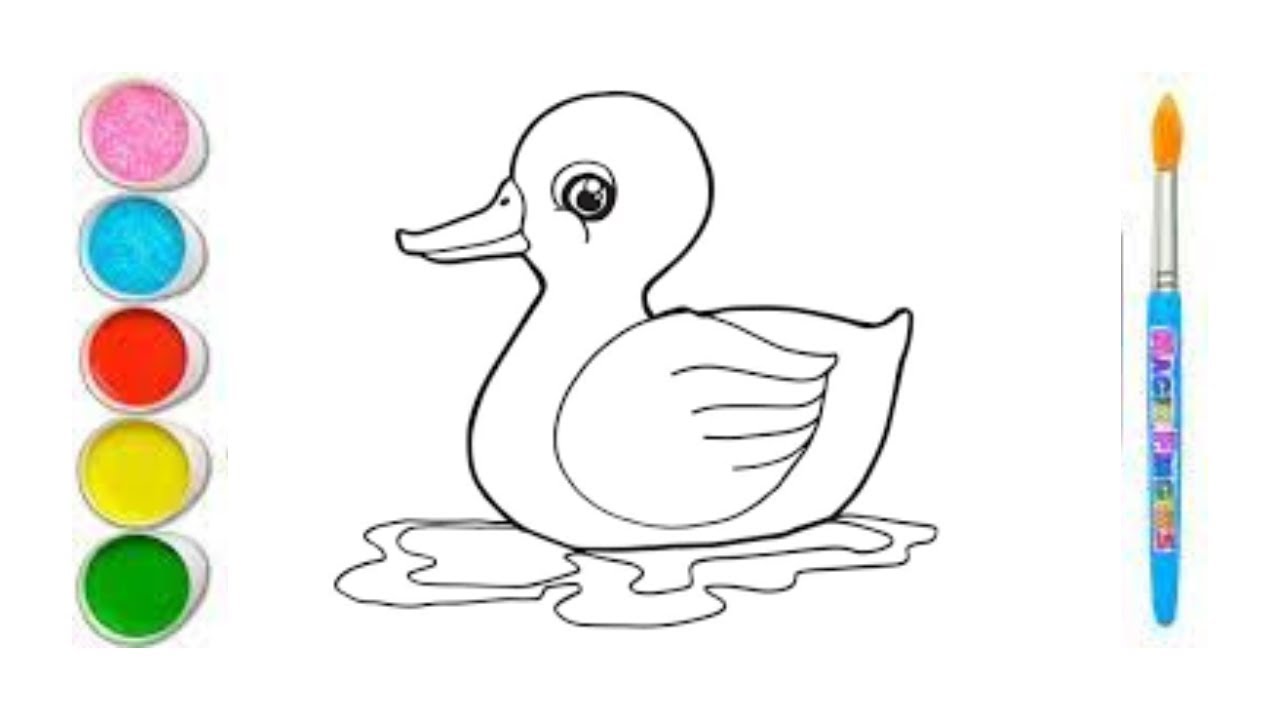 Drawing, Coloring, Painting Duck for kids & toddlers | Let's draw kids ...