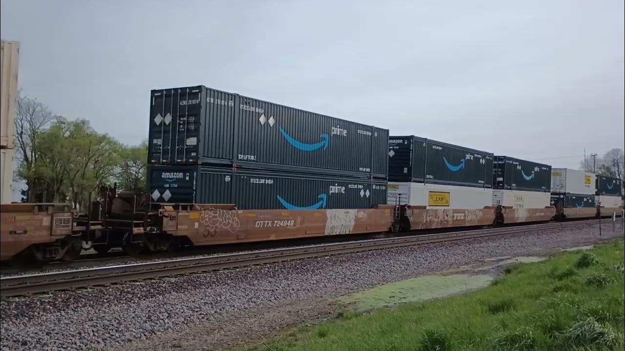 NS 3653 leads a slow intermodal with cool horn salute!!!! - YouTube
