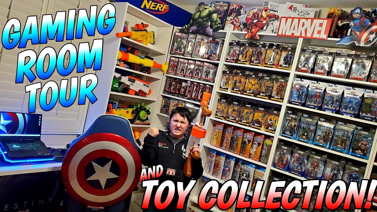 OUR GAMING ROOM & TOY COLLECTION TOUR! Marvel, Fortnite, Nerf, Disney ...