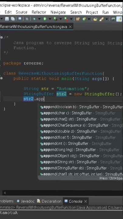 Reversing A String In Java Using String Buffer Class Short Shorts Programming Question