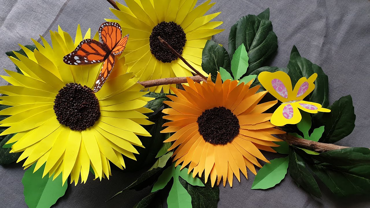 🌻Easy Paper Sunflower Making /Tutorial || DIY Paper Flowers Making ...
