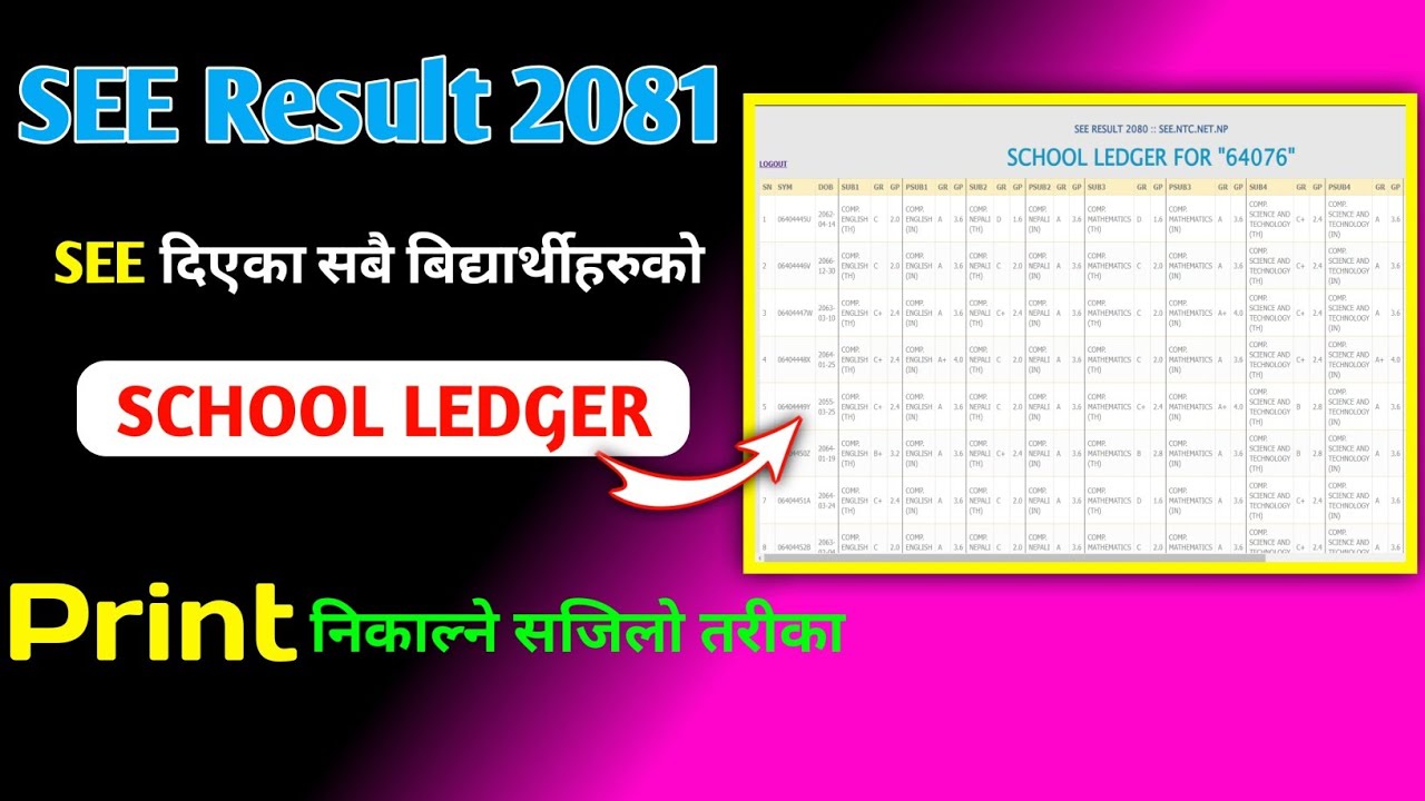 See School Ledger Print Of 2080 | Check See School Ledger Of All ...