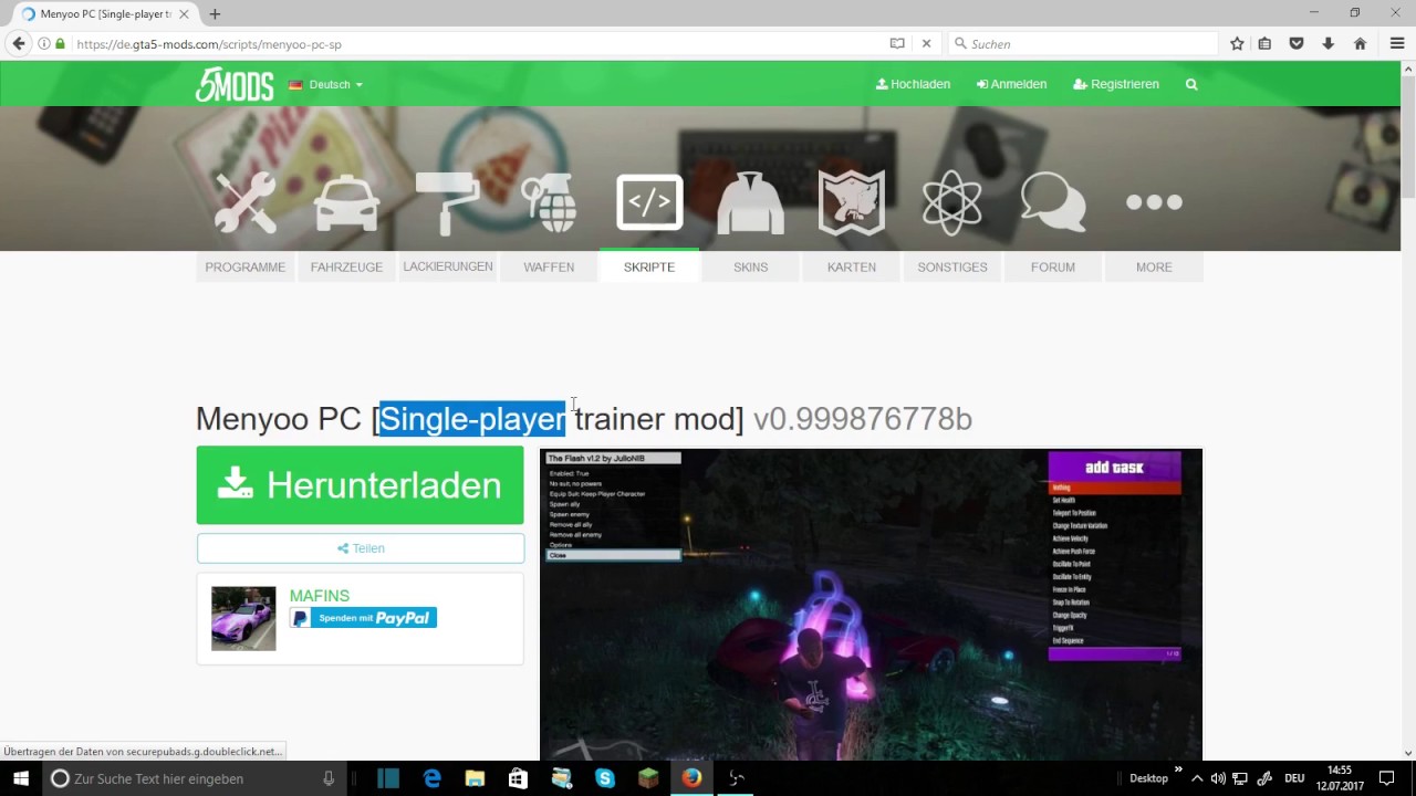 Menyoo Mod menu 1.41 Gta5Pc - YouTube