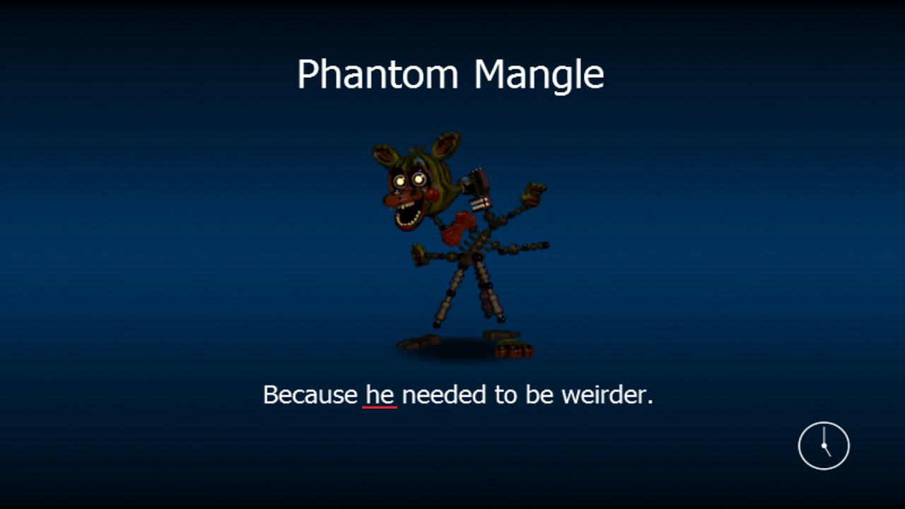 MANGLE IS A HE!? FNAF World Phantom Mangle loading screen - YouTube