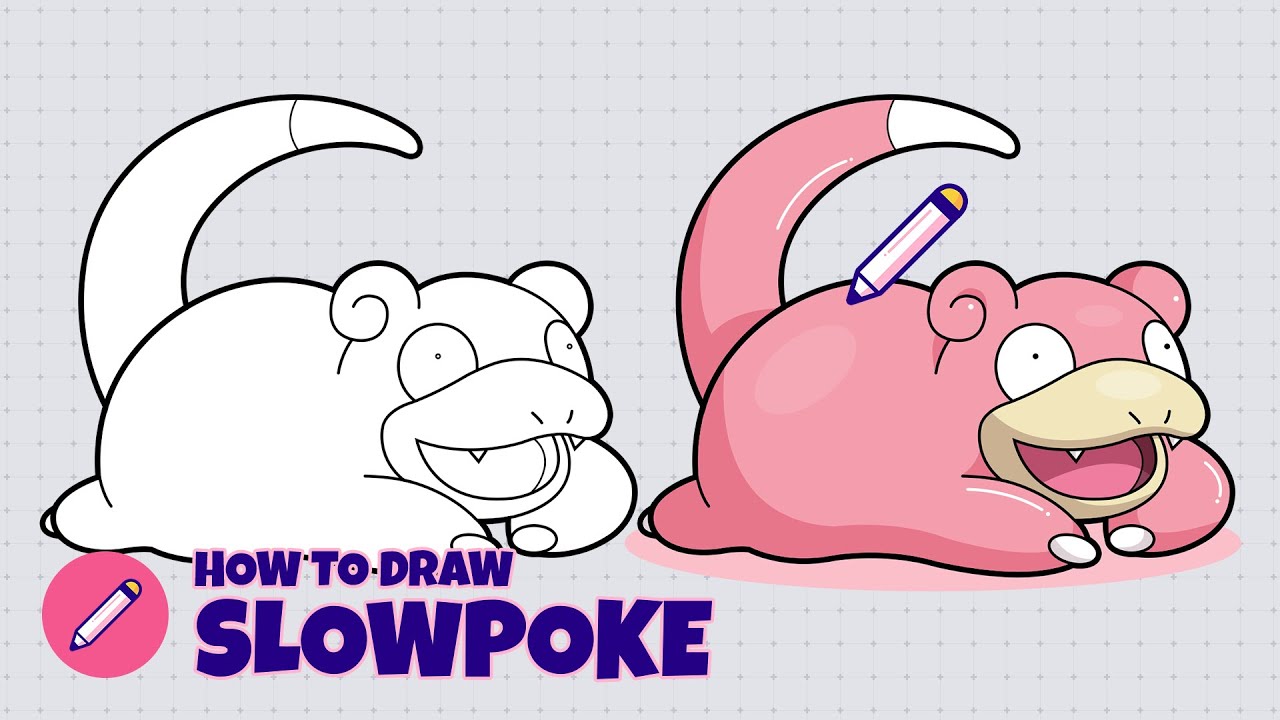 How to draw Slowpoke (Pokemon)? Step by step drawing tutorial for kids ...