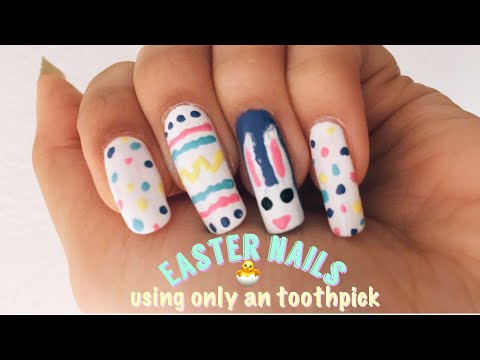 EASTER Nail Art using only a TOOTHPICK!!!🐣| Basic Nail art tutorial
