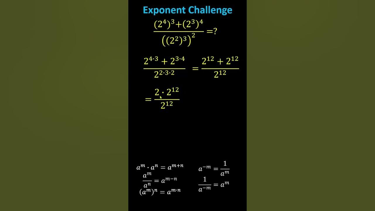 Exponent Challenge: Evaluate a Rational Expression with a Sum Using ...