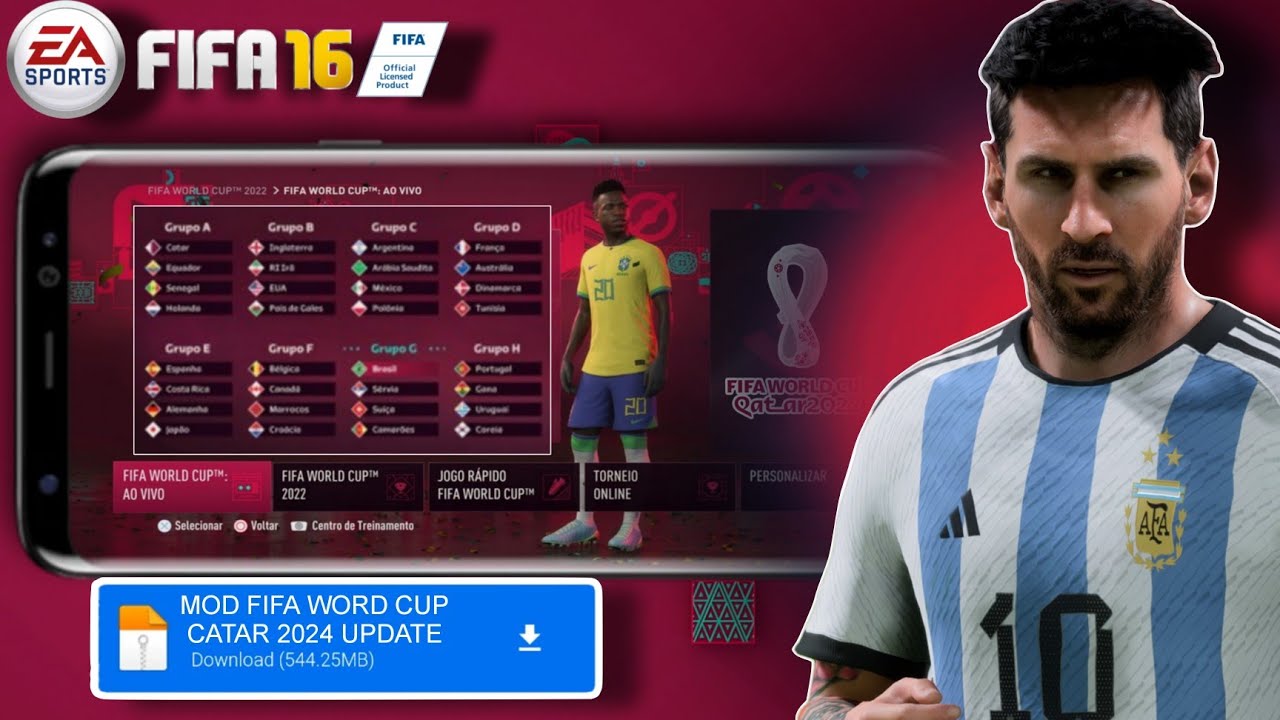 FIFA 16 MOBILE MOD EA FC 24 ANDROID ATUALIZADO COMPLETO - YouTube