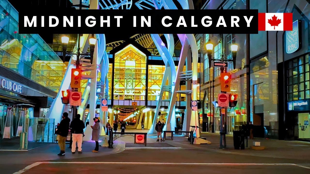4K Calgary Night Walk 🌃 | City Lights & Downtown Ambience (No Talking ...