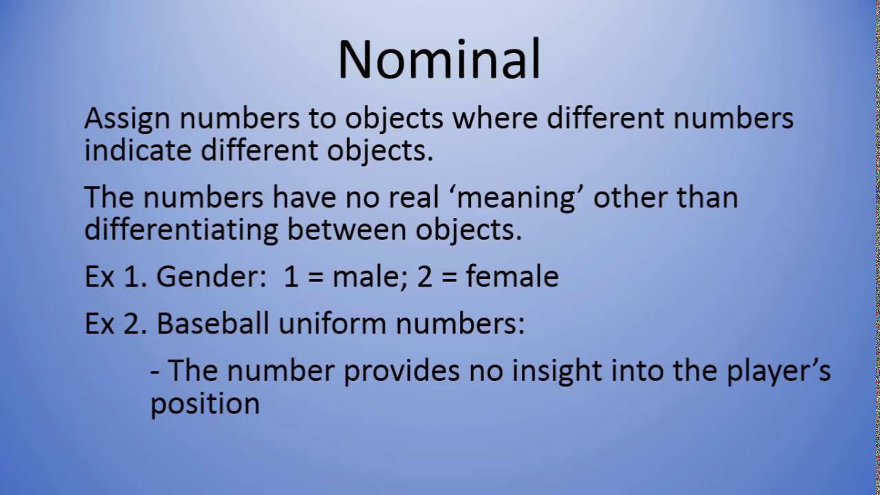 Scales of Measurement Nominal, Ordinal, Interval, Ratio Part 1 - YouTube