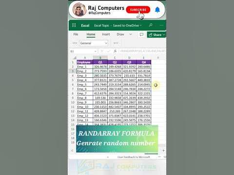 How to genrate random number using Randarray formula in excel | Randarray | Raj Computers | Raj ...