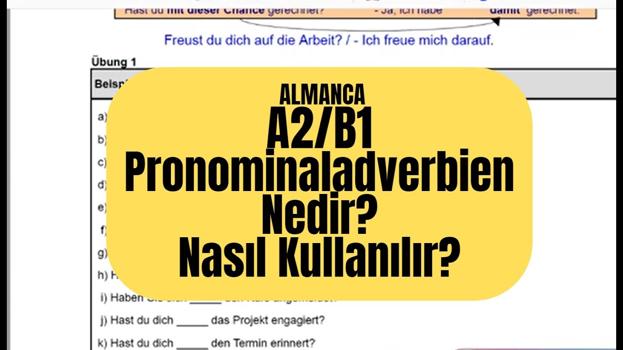 Pronominaladverbien / Deutsch / Almanca A2-B1 konu anlatımı - YouTube