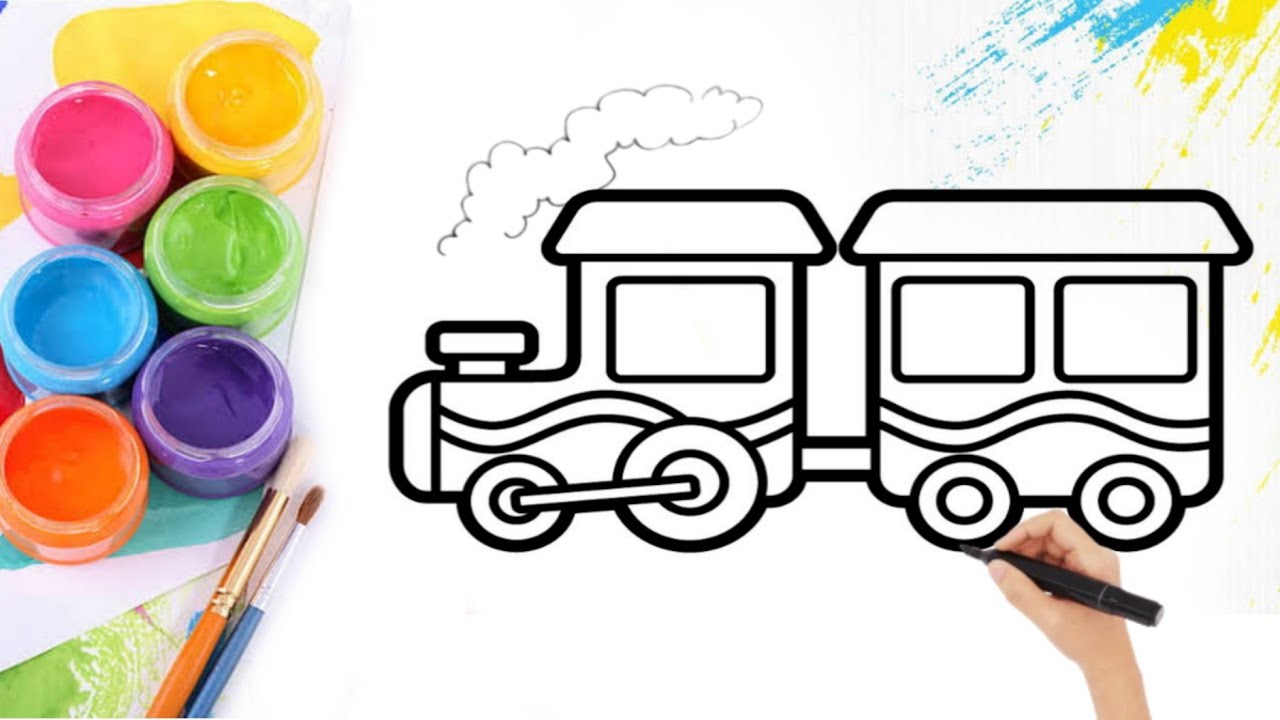 How to Draw Train | Train Drawing for kids | Vehicle Drawing and ...