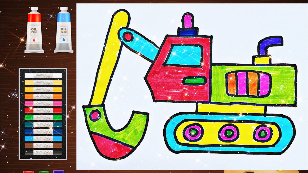 Excavator/JCB || How To Draw Excavator/JCB |Step by Step Excavator/JCB ...