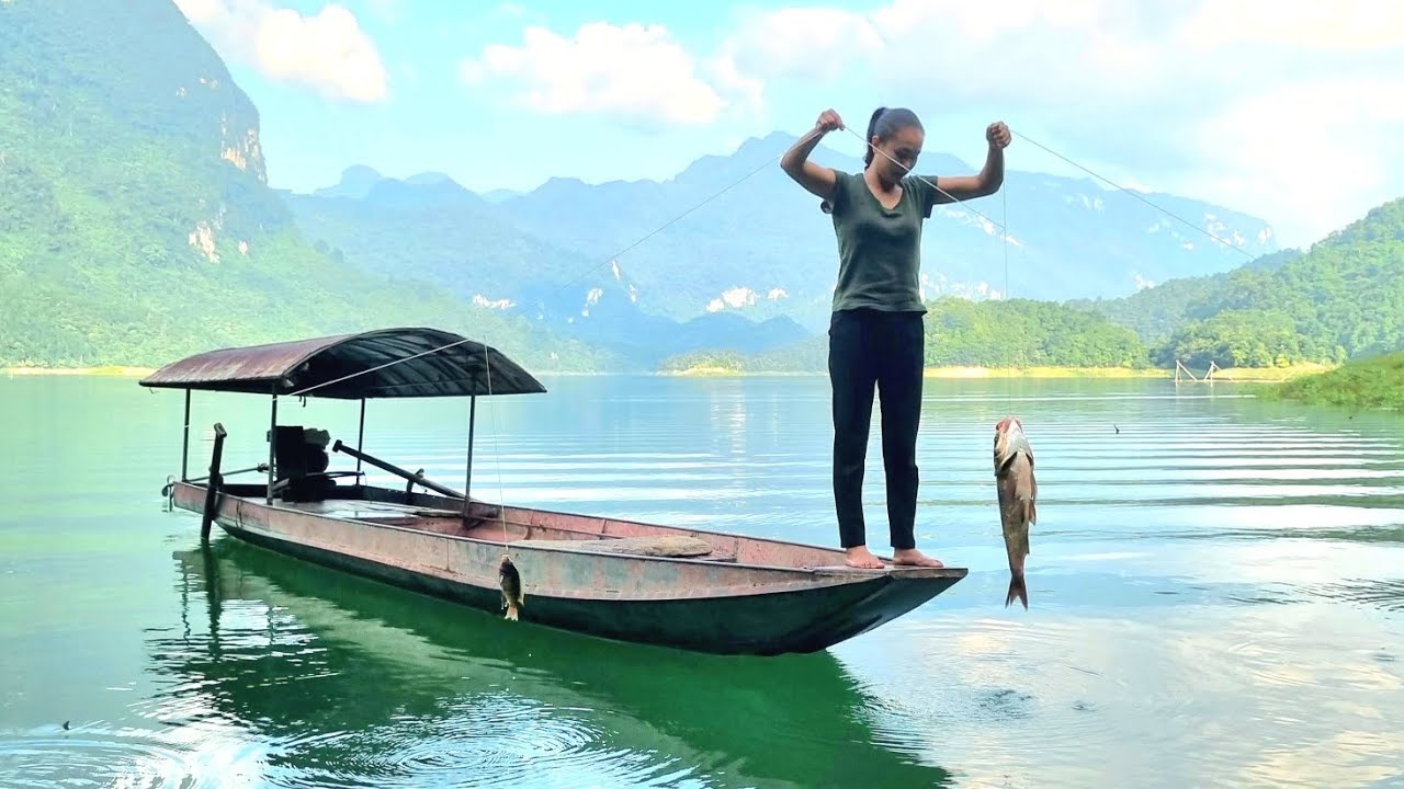 How to cast fishing line to catch fish. Triệu Thị Loan - YouTube