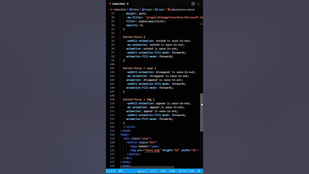Animated Submit Button With Html And Css Css Coding Html Youtube