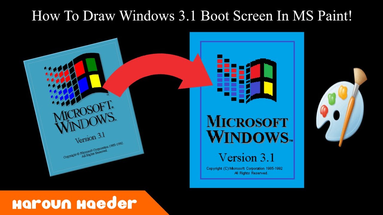 How to draw Windows 3.1 Boot Screen in MS Paint! - YouTube