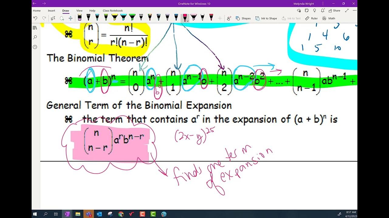 Precal Honors 12.5 The Binomial Theorem - YouTube
