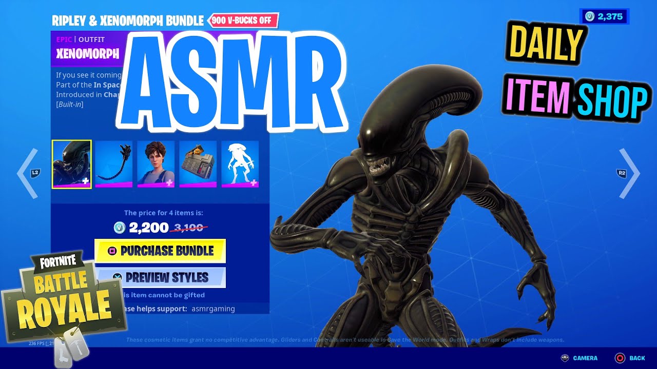 ASMR Fortnite NEW Xenomorph Alien Skins Bundle Daily Item Shop Update 🎮 ...