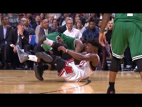 Jimmy Butler intentionally trips Jae Crowder | Celtics vs Bulls | Oct ...